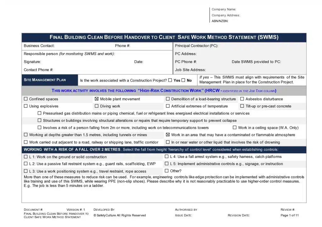 Builder Cleans SWMS: Essential Guide for Final Cleanups
